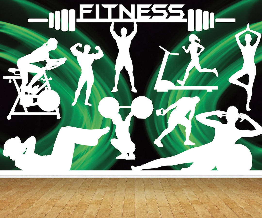 Gymnasium Gym Health Fitness Equipment Exercise Wallpaper Mural Gym ...