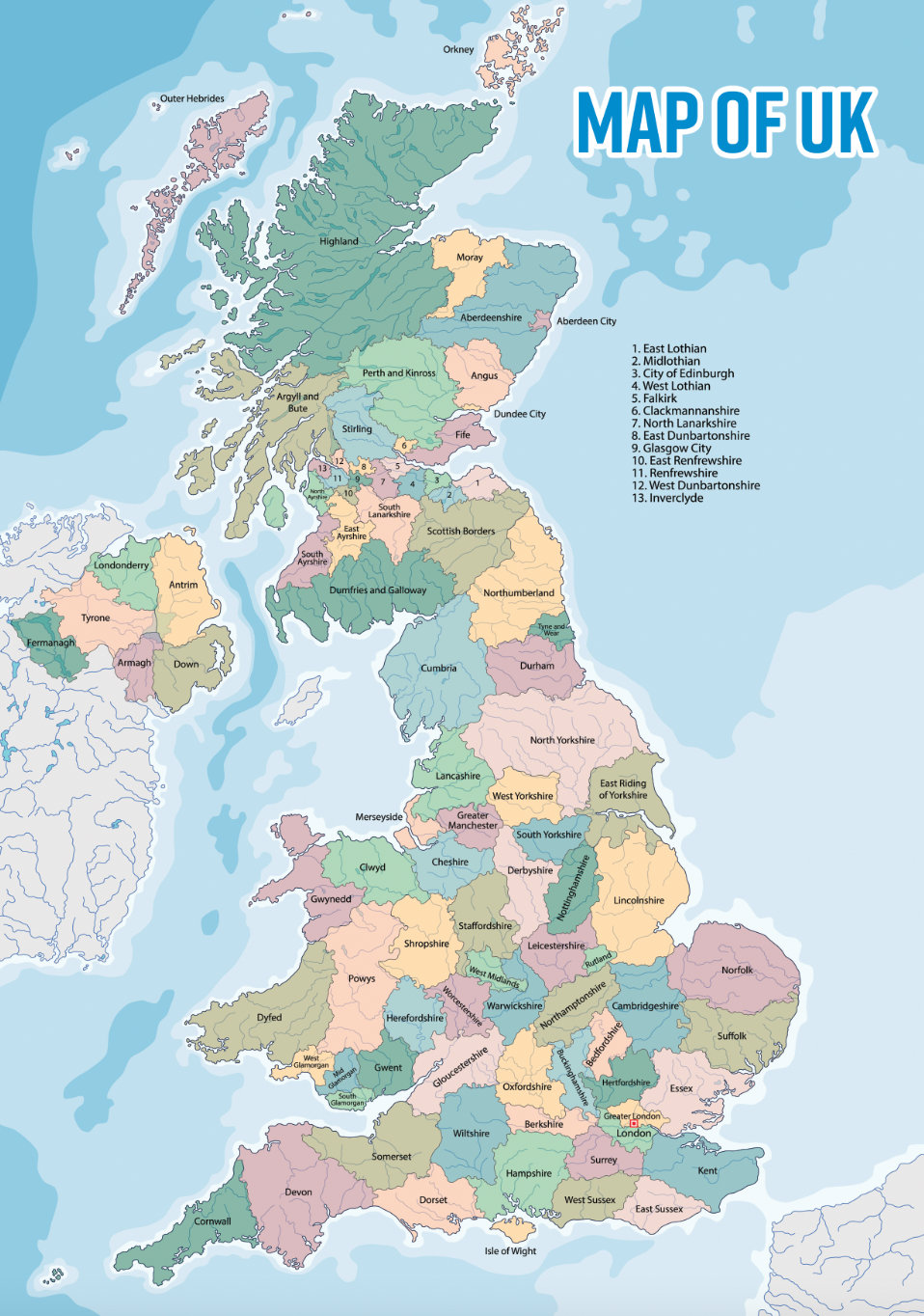 Map UK United Kingdom and Northern Ireland Geography Learning ...