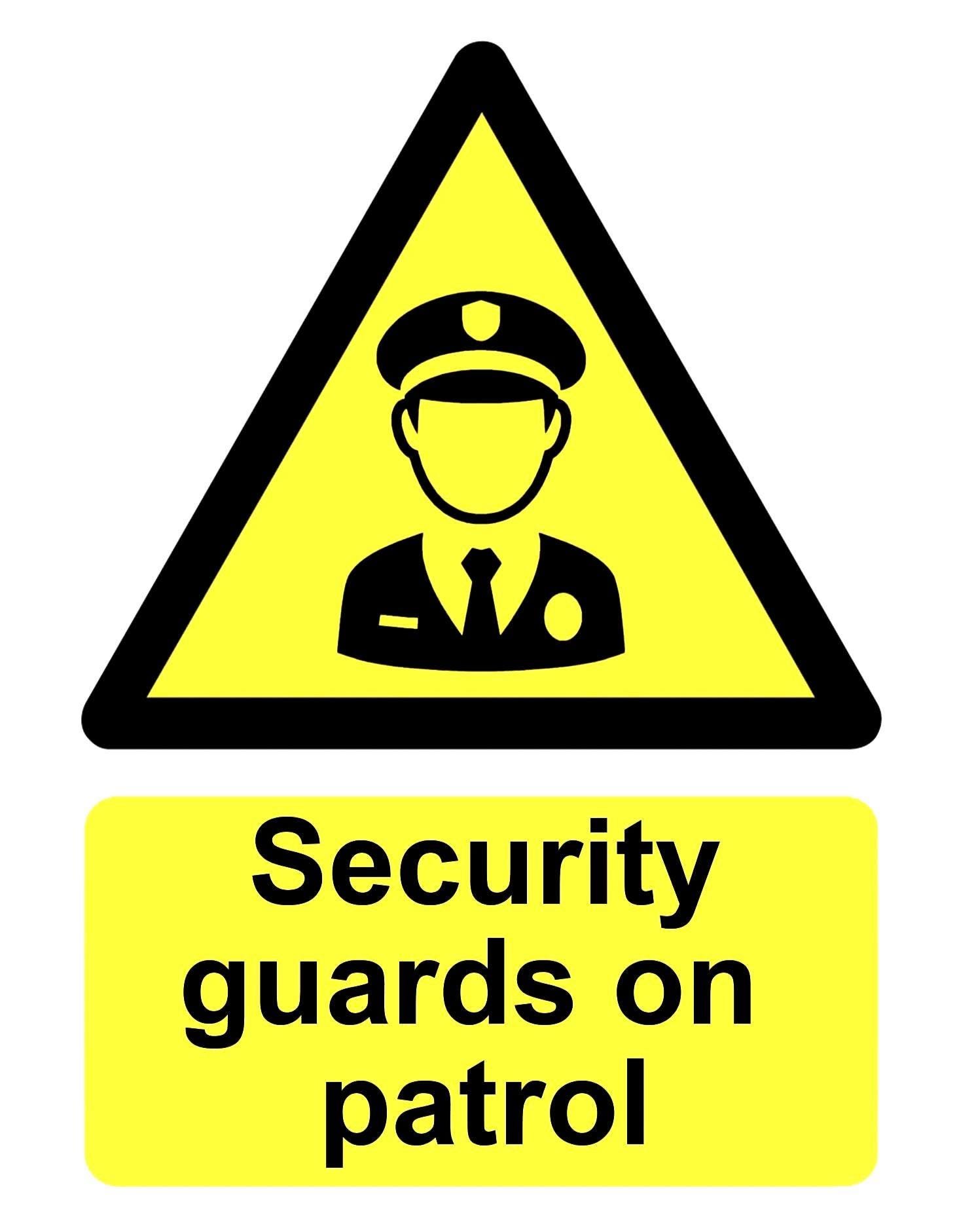 Security Guards on Patrol Business Shop Retailyellow Warning Notice ...
