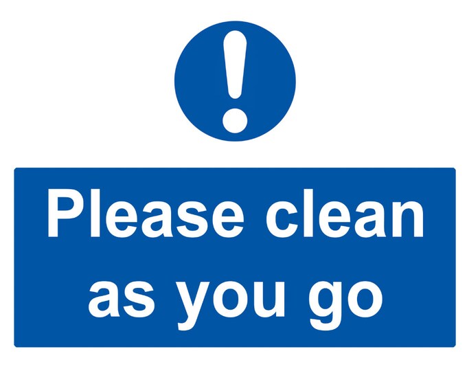 A4 Size Large Clean as You Go Adhesive Gloss Sticker Decal Food and ...