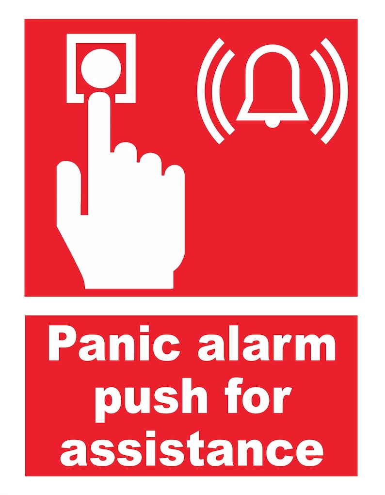 Emergency Red Panic Alarm Push for Assistance Button Symbol Signage ...