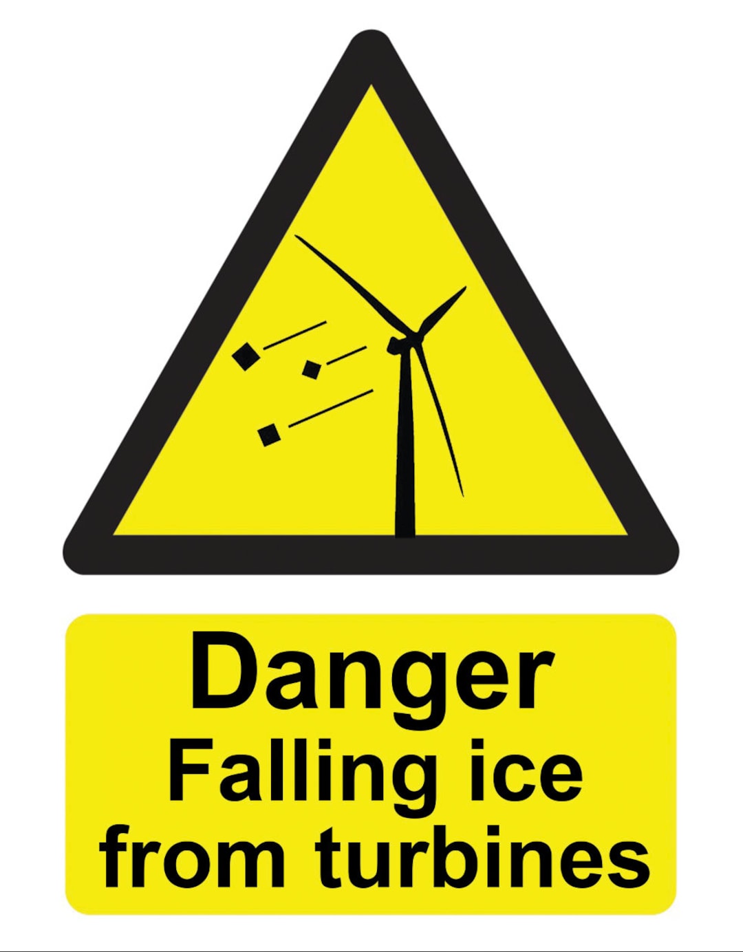 Warning Danger Falling Ice From Turbines Weather Sign Notice Business ...