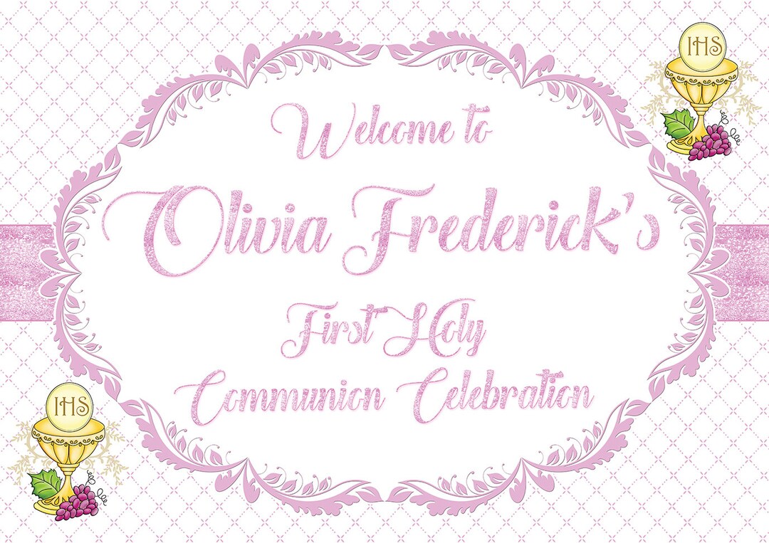 Bespoke First 1st Holy Communion Baptism Personalised Name Text Event ...