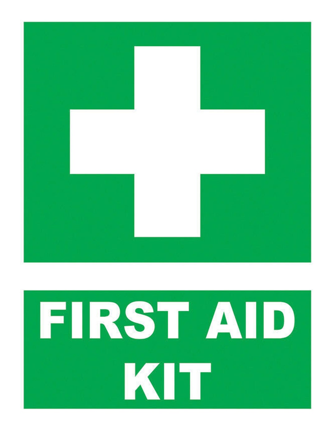 Green First Aid Kit Medical Notice Sign Self Adhesive Gloss Sticker ...