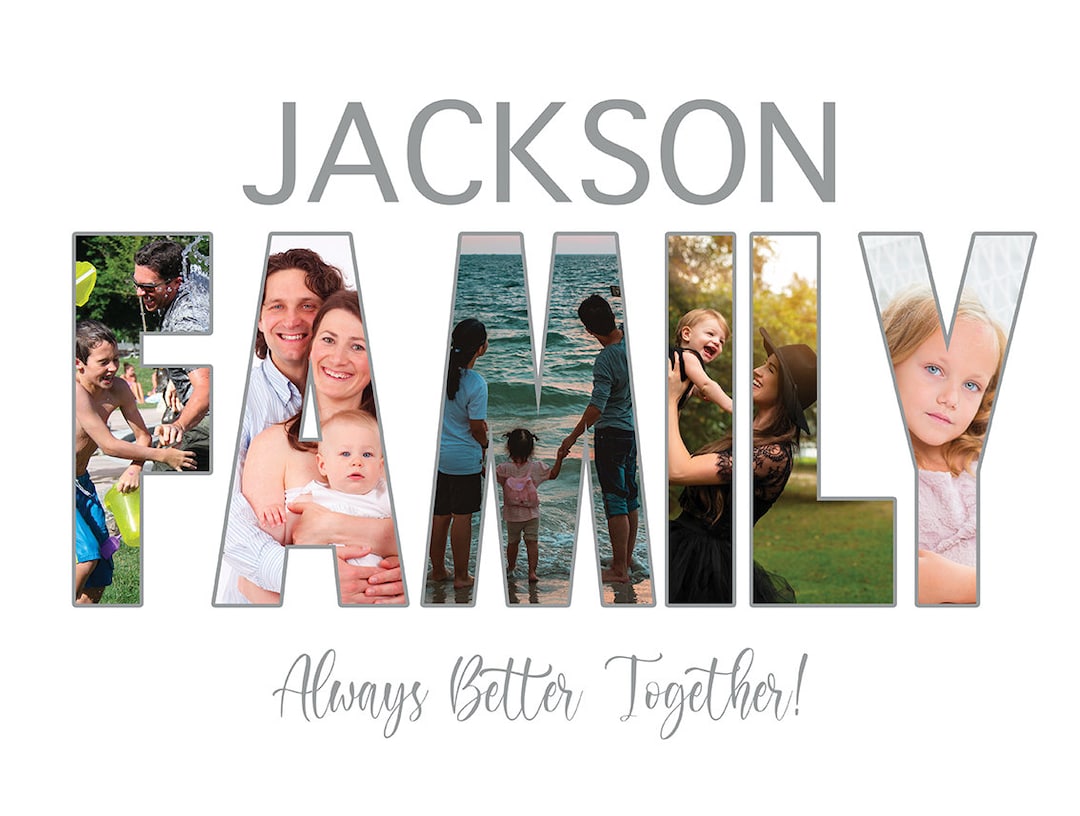 Personalised Family Surname Name Photo Collage Pictures Bespoke Poster ...