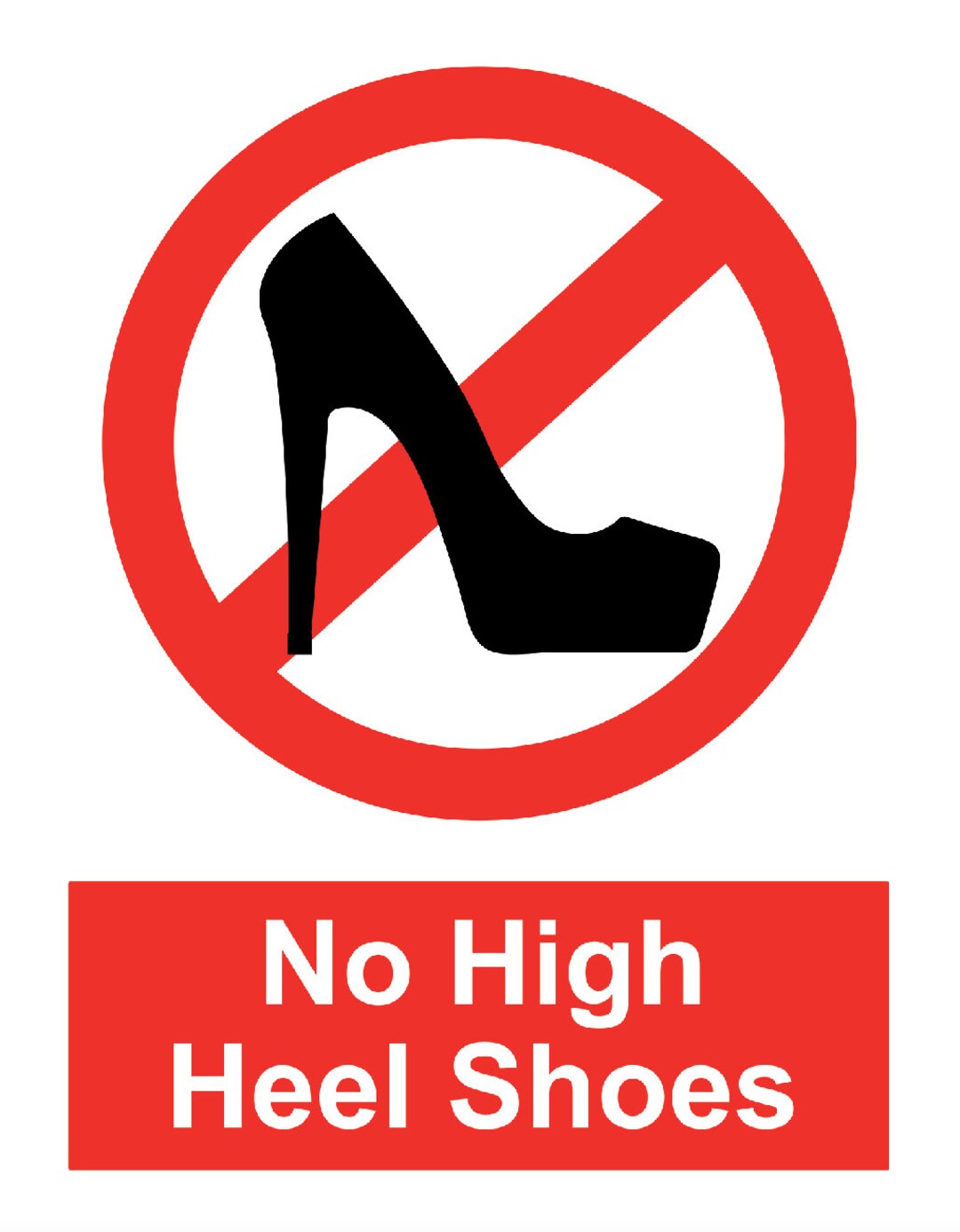 RED GLOSS Adhesive Sticker Decal Poster No High Heel Shoes Business ...