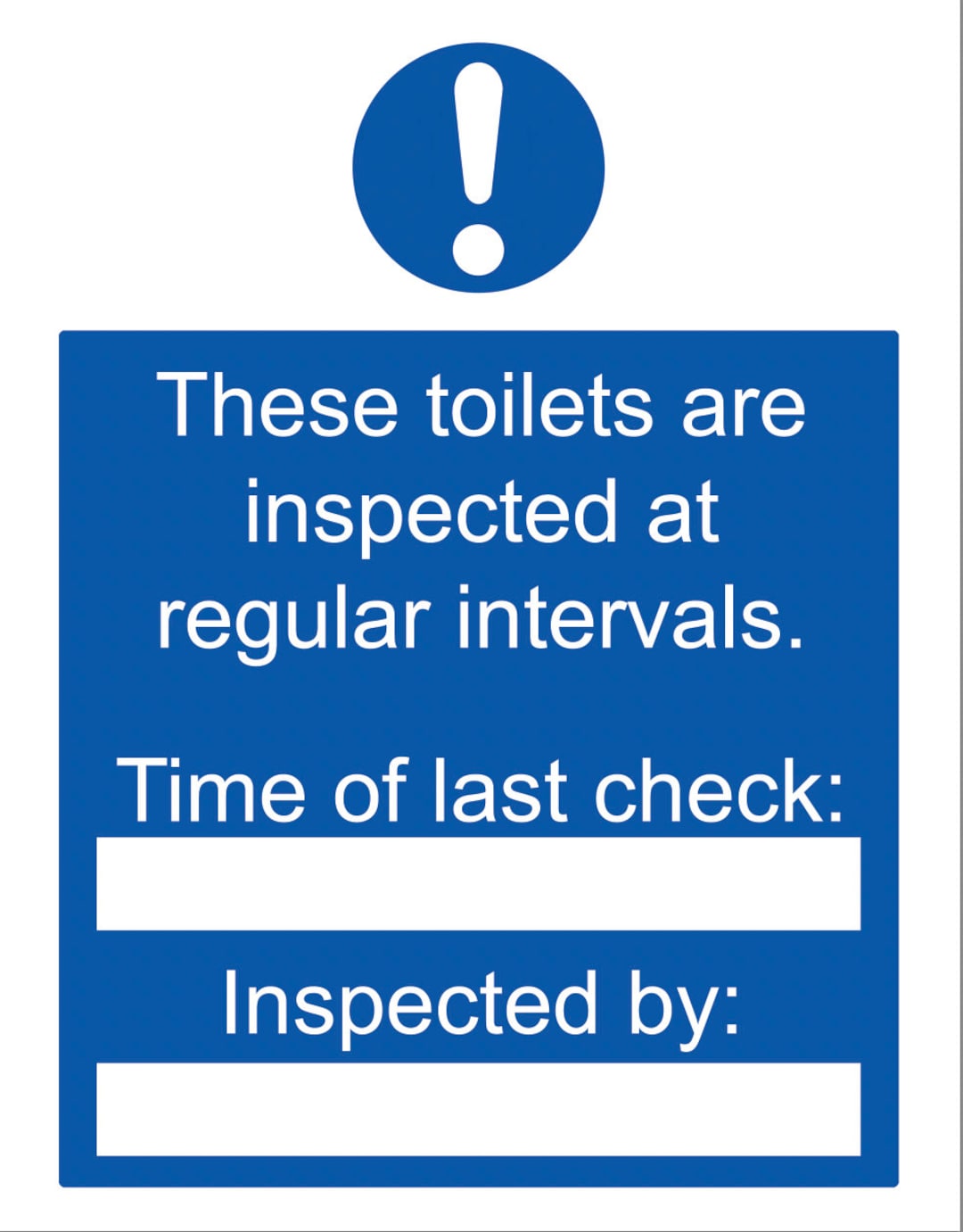 WC Rest Room Toilet Toilets Inspection Time Sheet Chart Date Wall ...