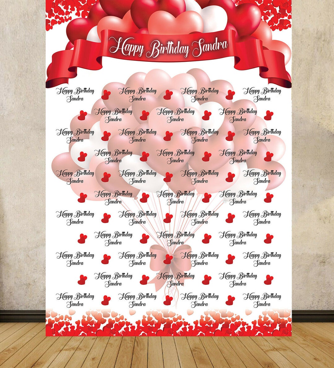 Bespoke Any Name Personalised LARGE Party Backdrop 1.5m Wide X 2m High ...