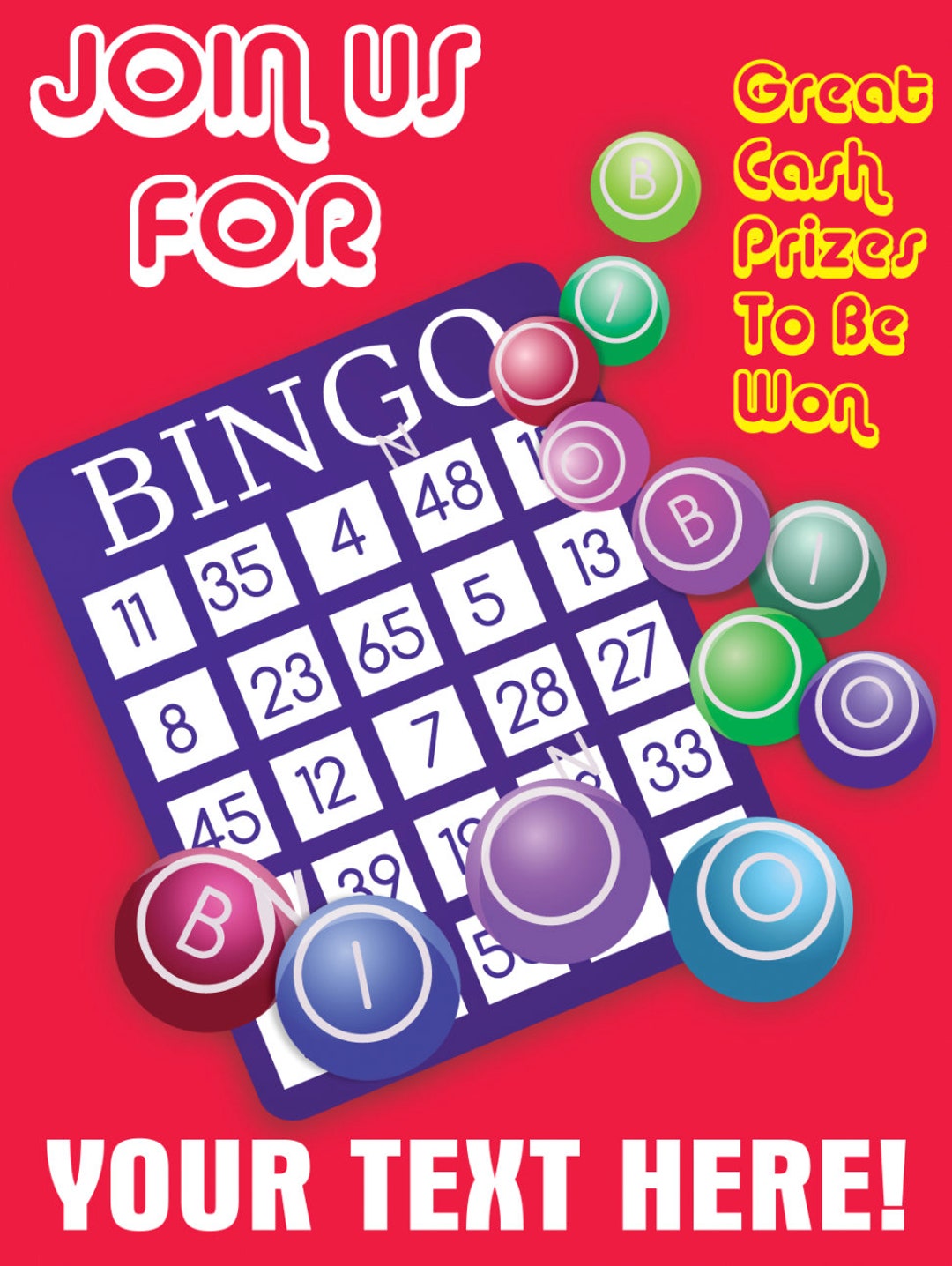 Bespoke Bingo Night Event Poster Graphic Notice Note Sign Advertising ...