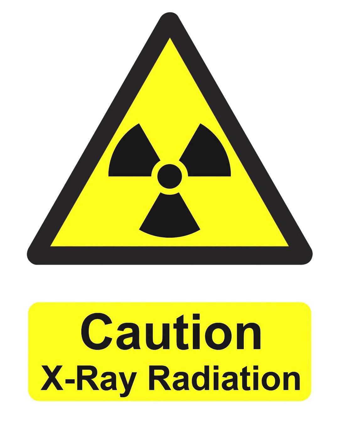 Precaución: Radiación de rayos X, señal de advertencia amarilla de ...
