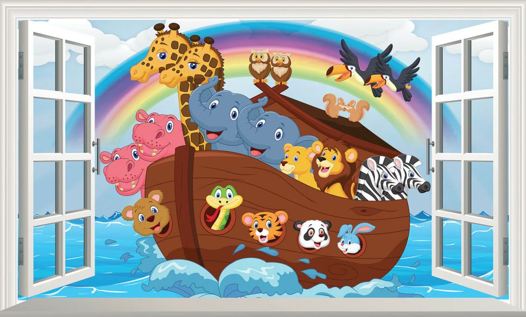 Noahs Ark Noah Wall Decal Adhesive Vinyl Sticker Magic Window Design ...