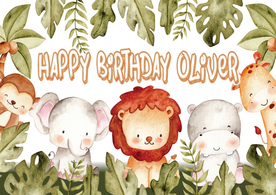 Large Jungle Safari Cute Animals Zoo Themed Birthday Celebration Event ...