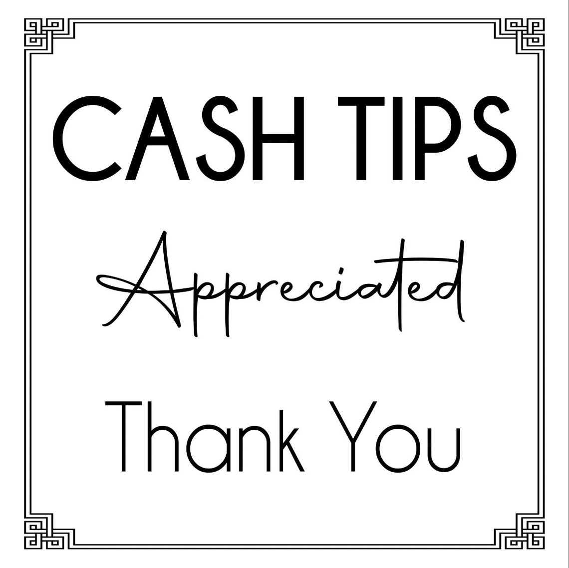 Cash Tips Appreciated Business Restaurant Salon Restaurant Cafe Sign ...