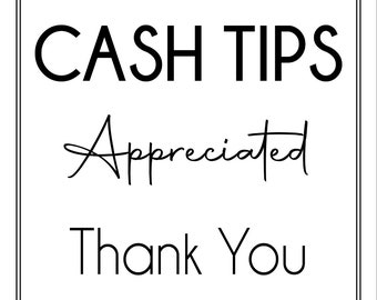 Cash Tips Sign - Etsy