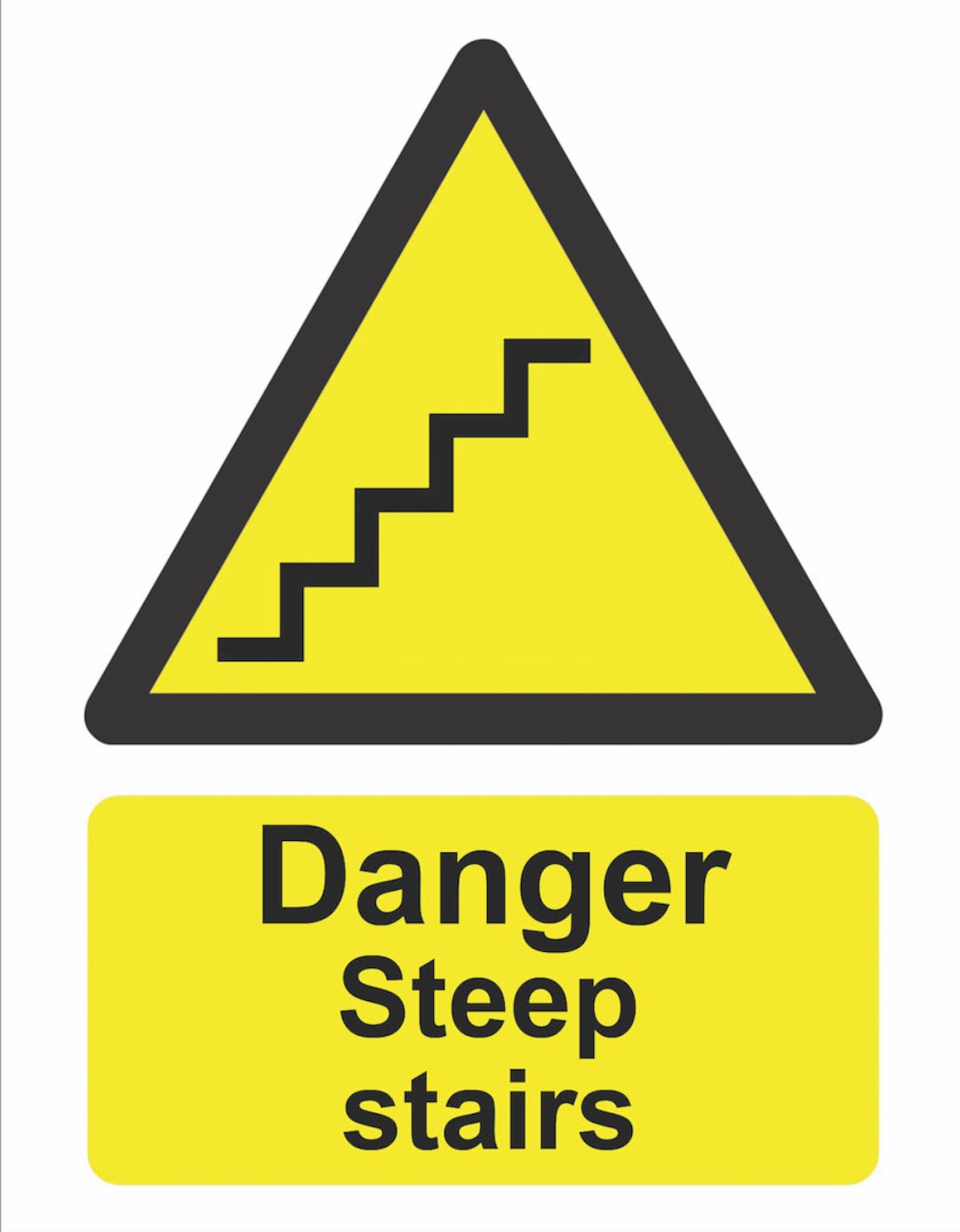 Warning Health and Safety Yellow Danger Steep Stairs Signage Sign ...