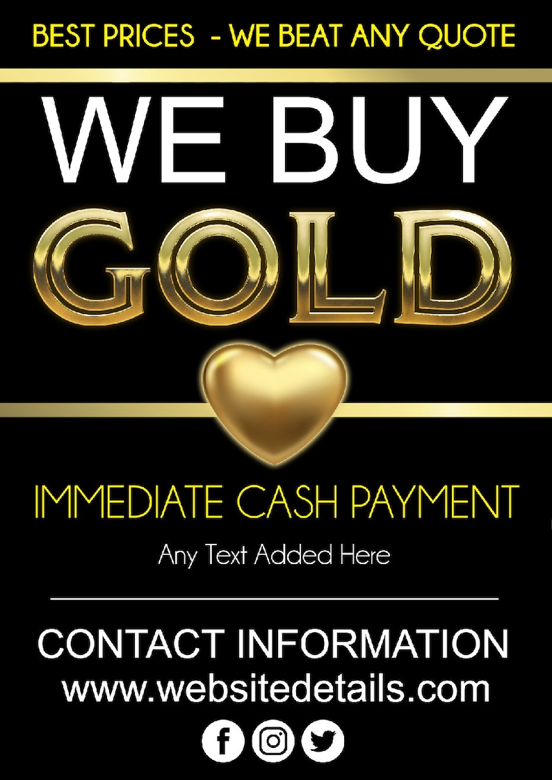 Large & Small Poster Sign Advert Notice We Buy Gold Best Prices Paid ...