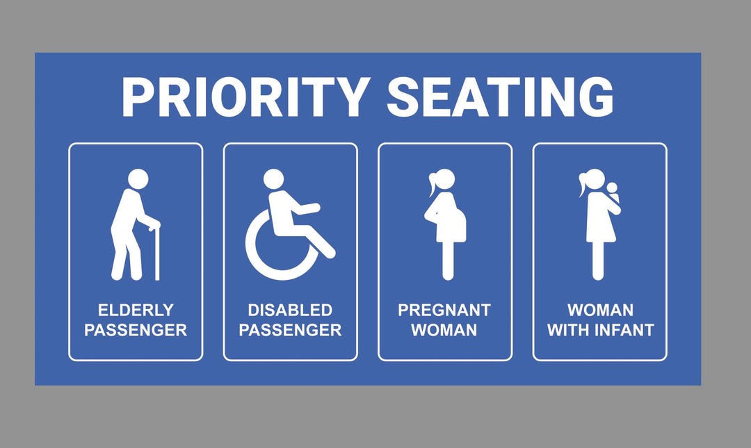 Priority Seating Priority Seat Coach Bus Train Minibus Notice Sign ...