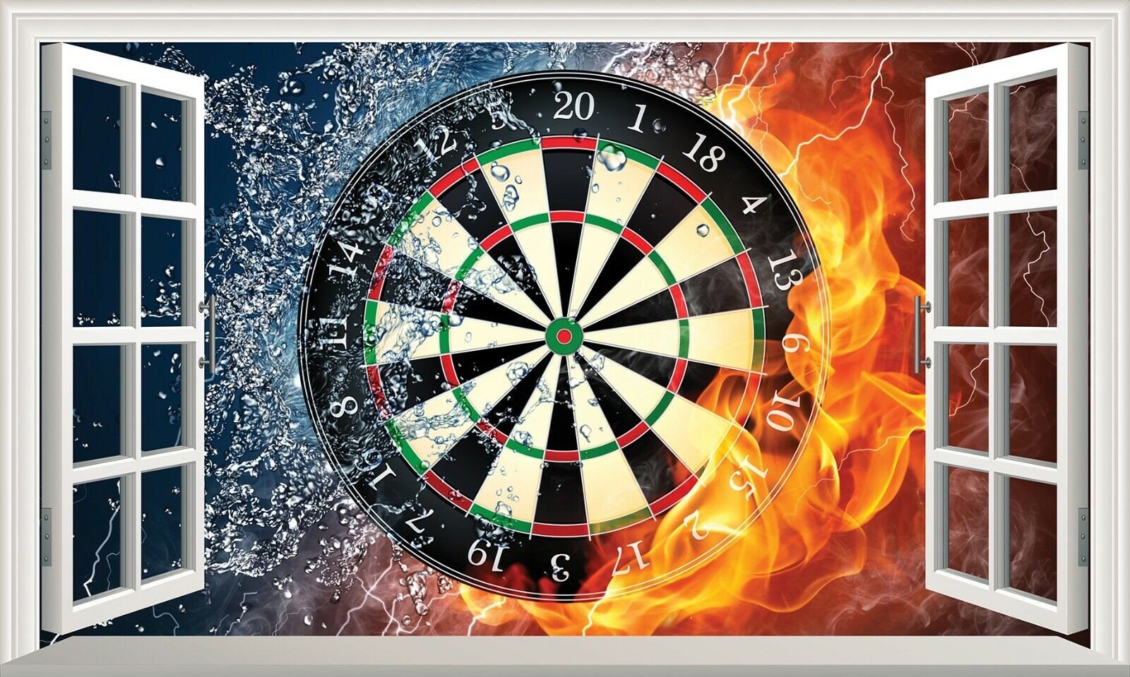 Sport Darts Dart Board Fire Magic Window Wall Art Self Adhesive Sticker ...