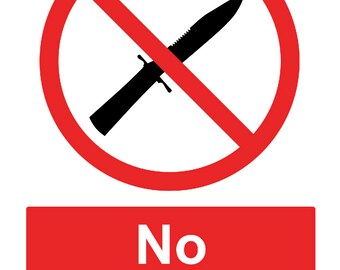 No Firearms, Knives or Weapons Allowed Sign Adhesive Sticker Notice ...
