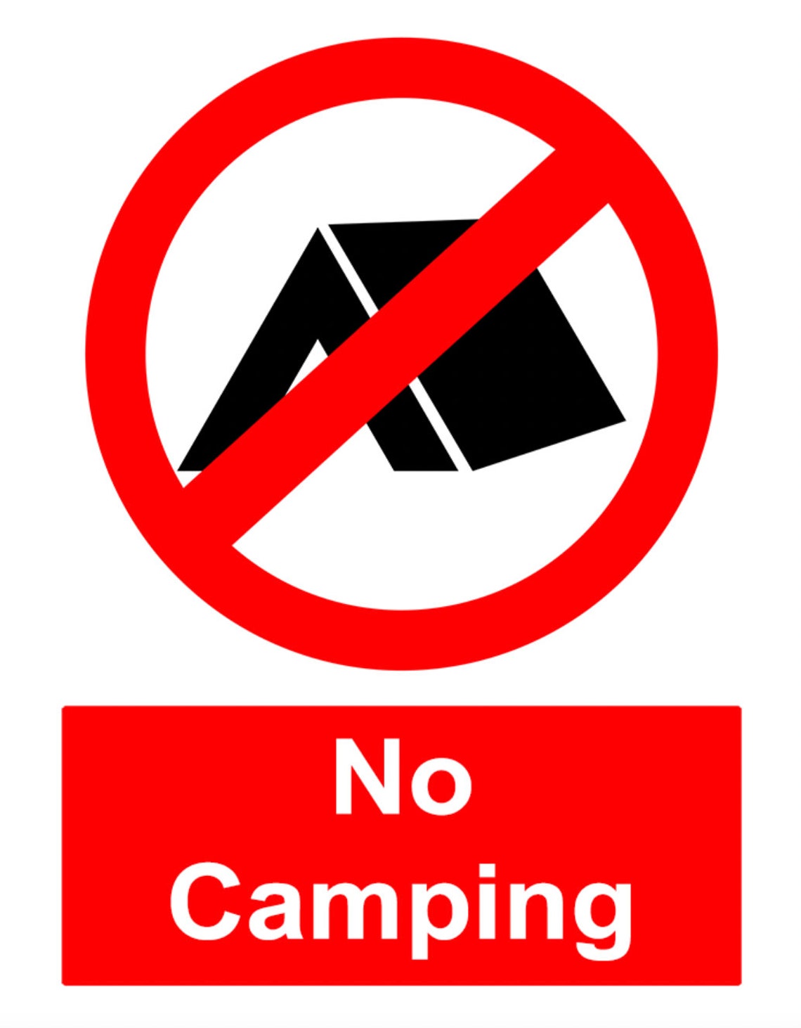 Warning No Camping Tents Private Property Field Red Notice Sign ...