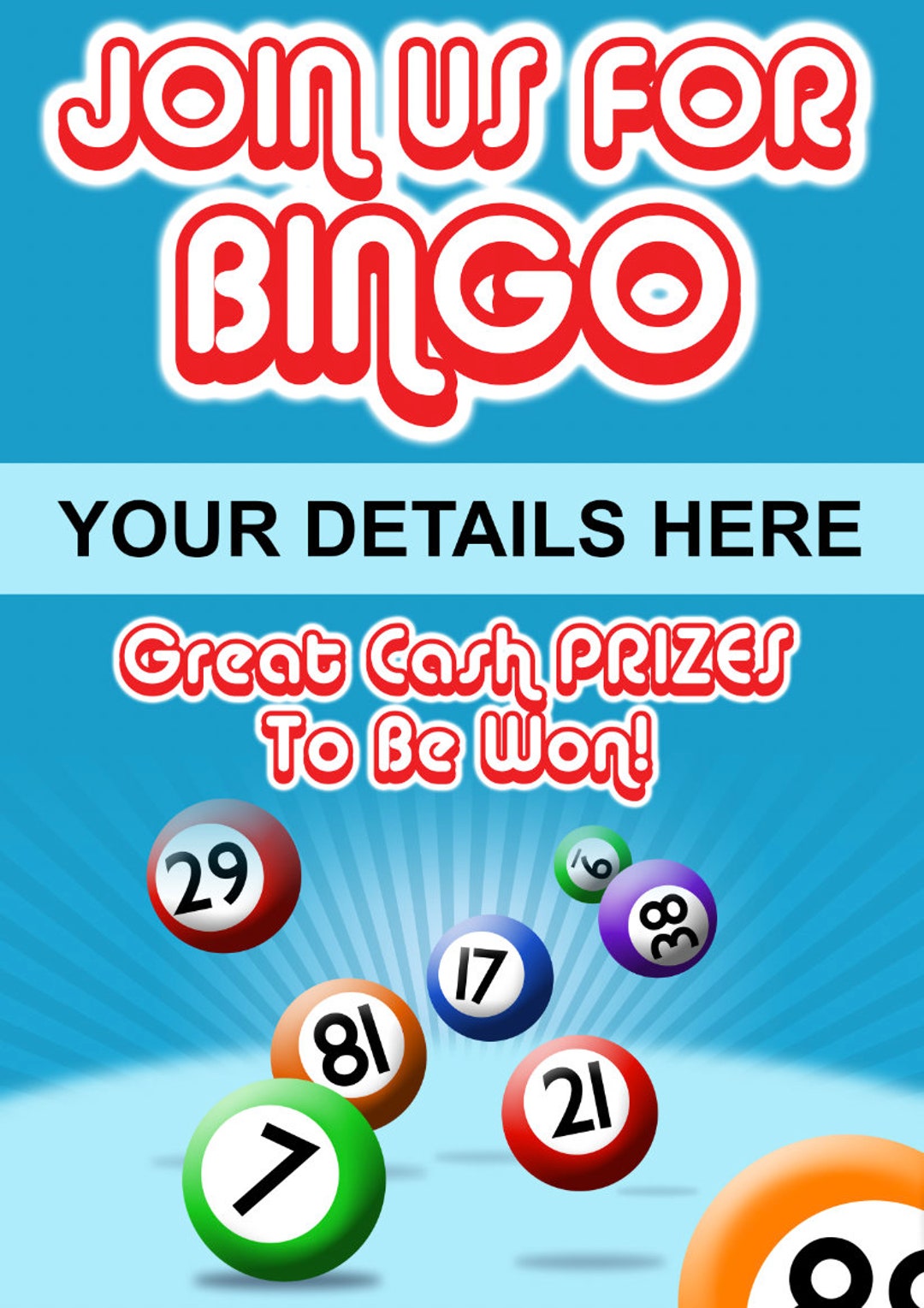 Laminated Sign Poster Advert Advertising Bingo Night Event Pub Club ...