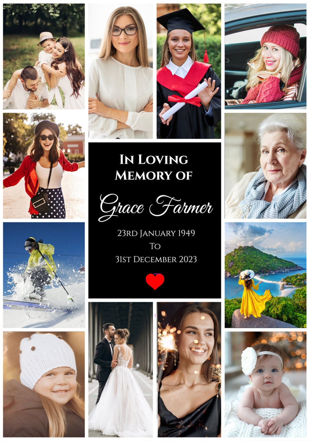Photo Collage Photos Memorial in Loving Memory of Celebrating Life of ...