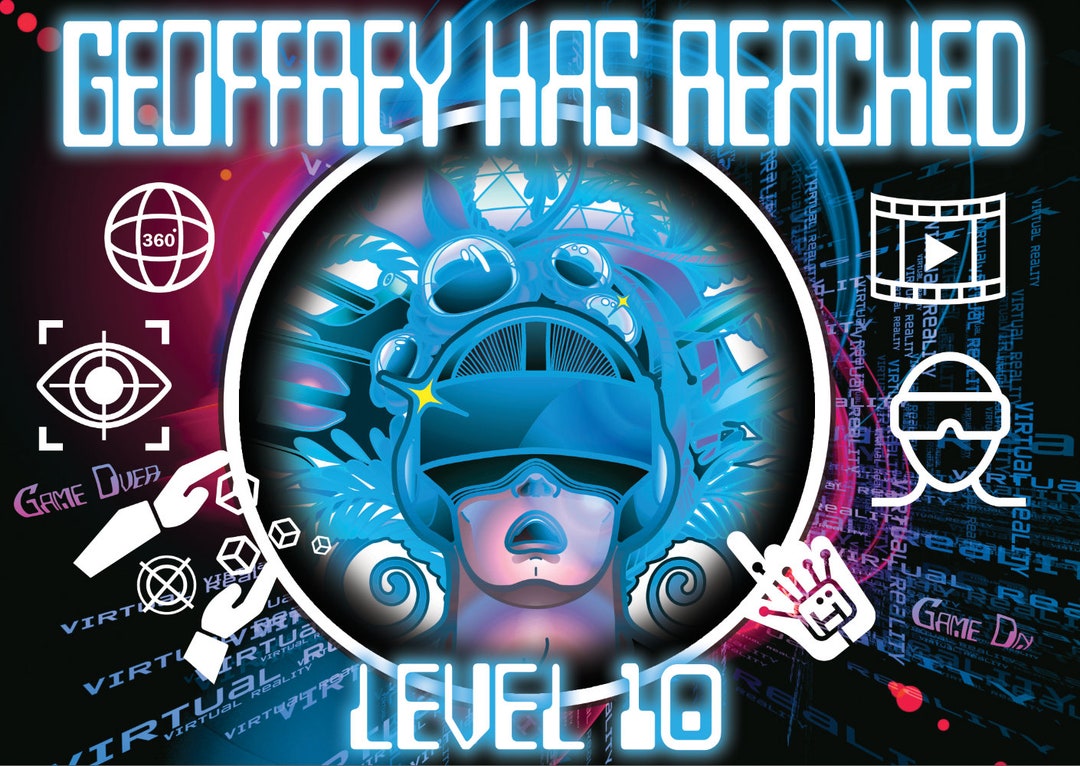 2 Sizes A0 & A1 VR Virtual Reality Theme Personalised Any Name Text ...