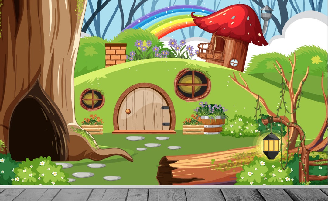 Enchanted Forest Rainbow Kids Animated Cartoon Feature Wallpaper Scene ...
