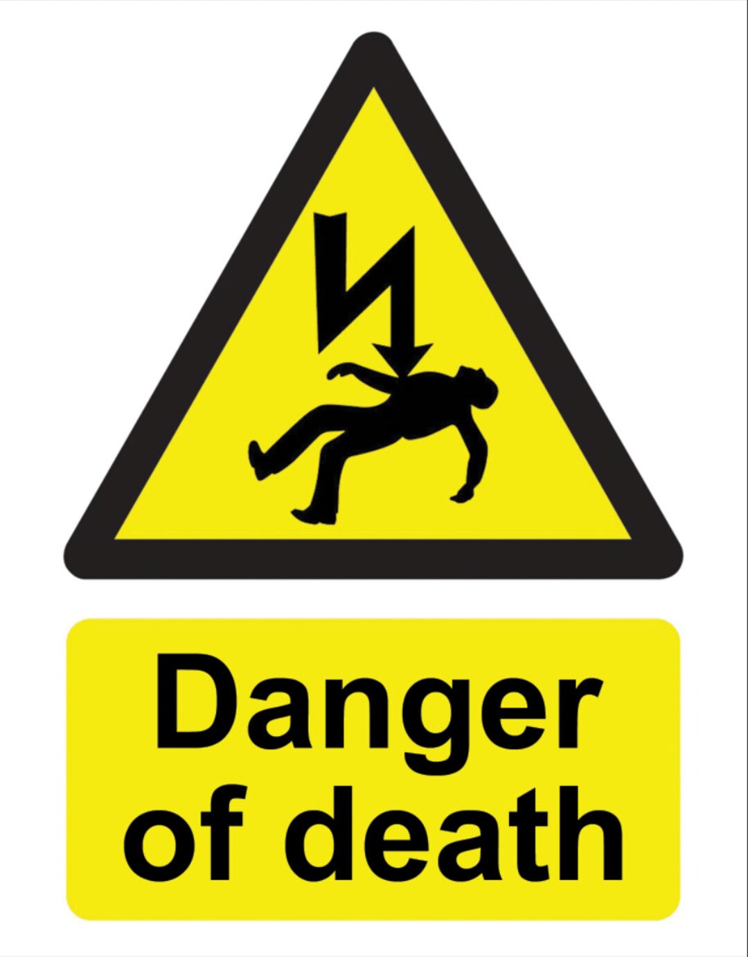 Warning Mandatory Notice Sign Wall Poster Danger of Death Yellow ...