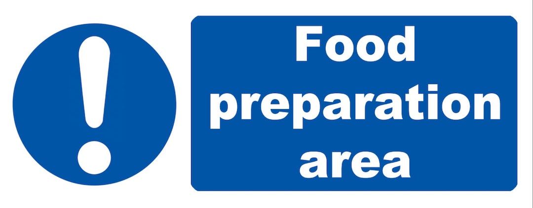 Food Kitchen Restaurant Hygiene Caution Warning Notice Sign Blue Self ...