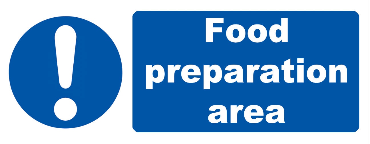 Food Kitchen Restaurant Hygiene Caution Warning Notice Sign Blue Self ...
