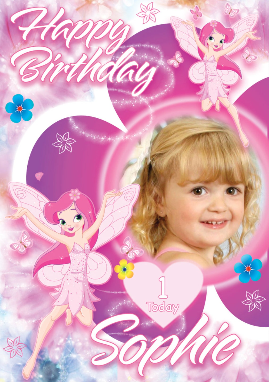 2 Sizes A0 & A1 Fairy Fairies Pink Girls Personalised Name Poster Event ...