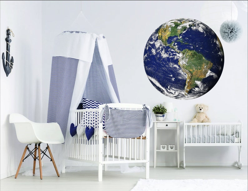 Ex Large Wall Sticker Decal Round World Map Globe Self - Etsy
