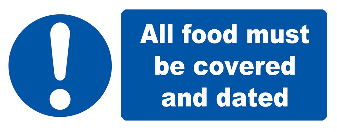 Food Kitchen Restaurant Hygiene Caution Warning Notice Sign Blue Self ...