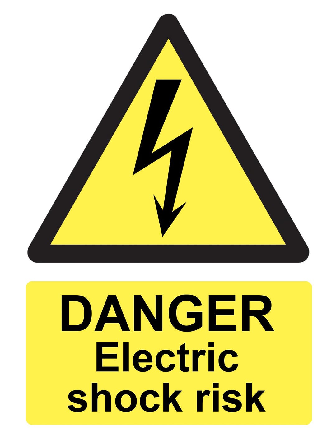 Danger Electric Shock Risk Yellow Business Notice Health & Safety ...