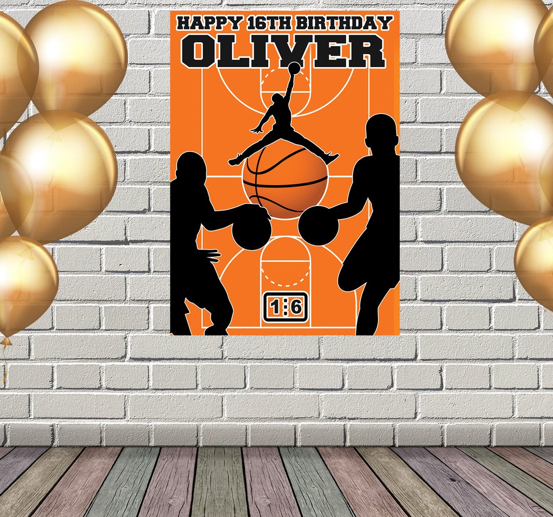 2 Sizes A0 & A1 Basketball Court Theme Personalised Name Poster Event ...