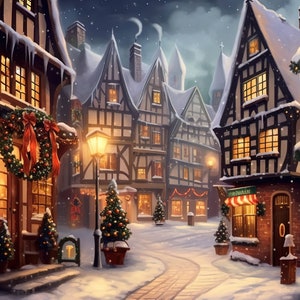 Santa Grotto Christmas Street Victorian Old Vintage Theme LARGE Party ...