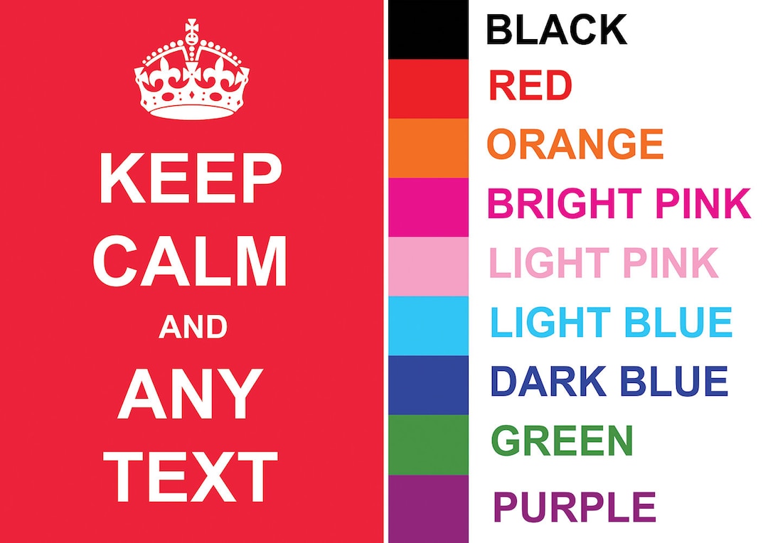 Laminated Small & Large Poster Posters Keep Calm Any Text Wording ...