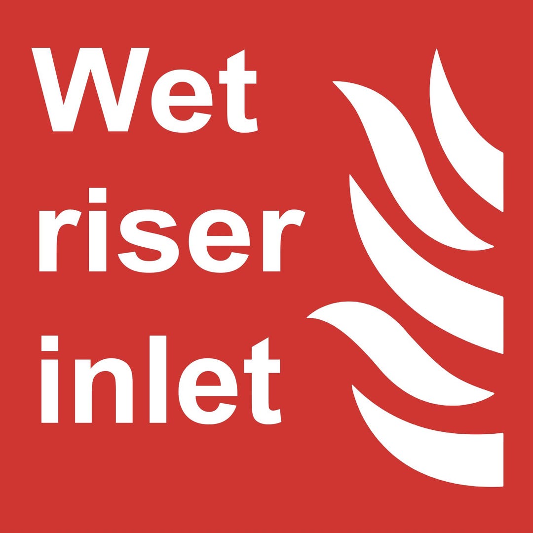 Fire Equipment Wet Riser Inlet Sign Adhesive External Grade Gloss ...