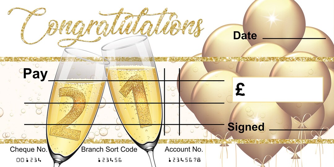 Large Giant BLANK Cheque Congratulations Gift of Money Present Reusable ...