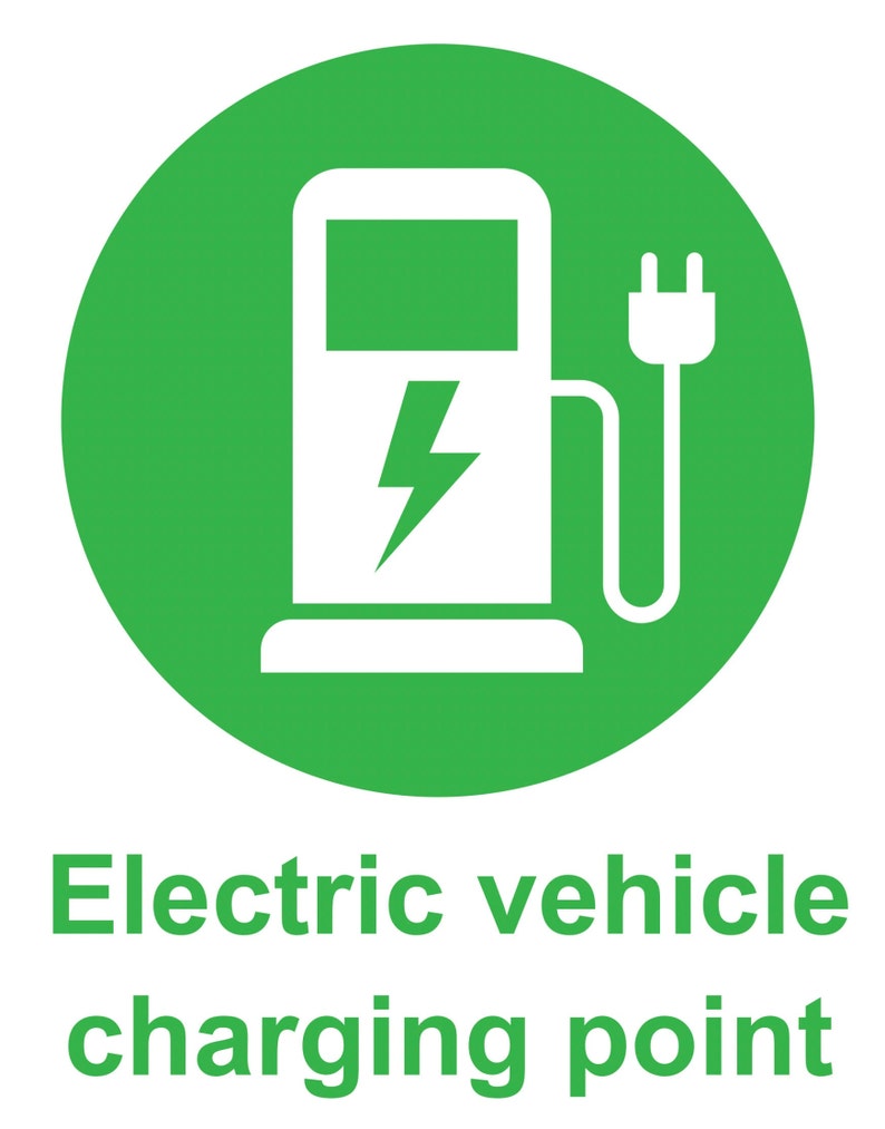 Green Electric Vehicle Charging Point Notice Sign Signage Self Adhesive ...