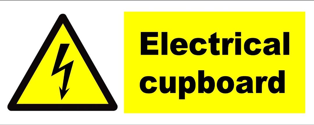 Caution Warning Notice Sign Electrical Cupboard Electric Yellow Window ...