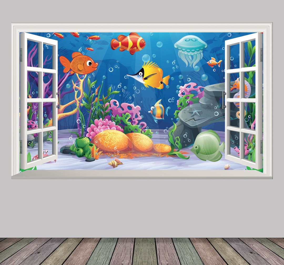 Ocean Sea Underwater Fish Aquarium Seahorse Etc Decal Adhesive Vinyl ...