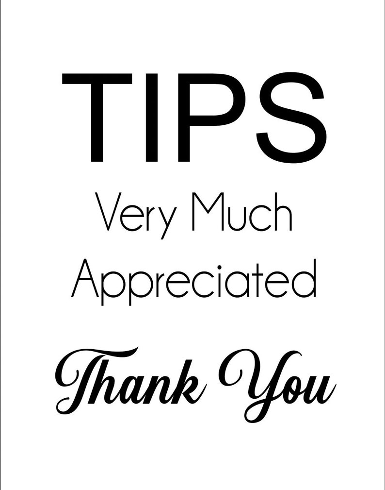 Tips Very Much Appreciated Thank You Business Restaurant Cafe Salon ...