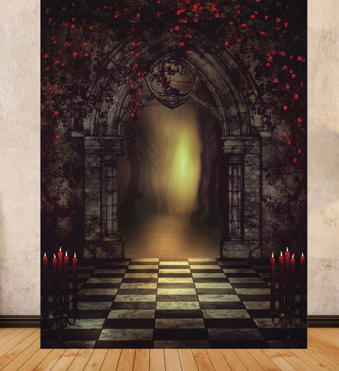 Dark Gothic Arch Candles Emo Theme LARGE Party Backdrop 1.5m Wide X 2m ...