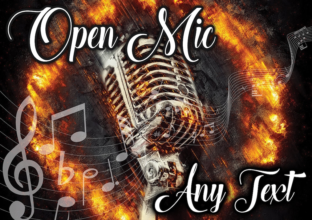 Laminated Open Mic Night Pub Club Hall Advert Position Advertising ...