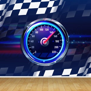 Speedo Speedometer Car Modern Racing Flag Wallpaper Mural for Bedroom ...