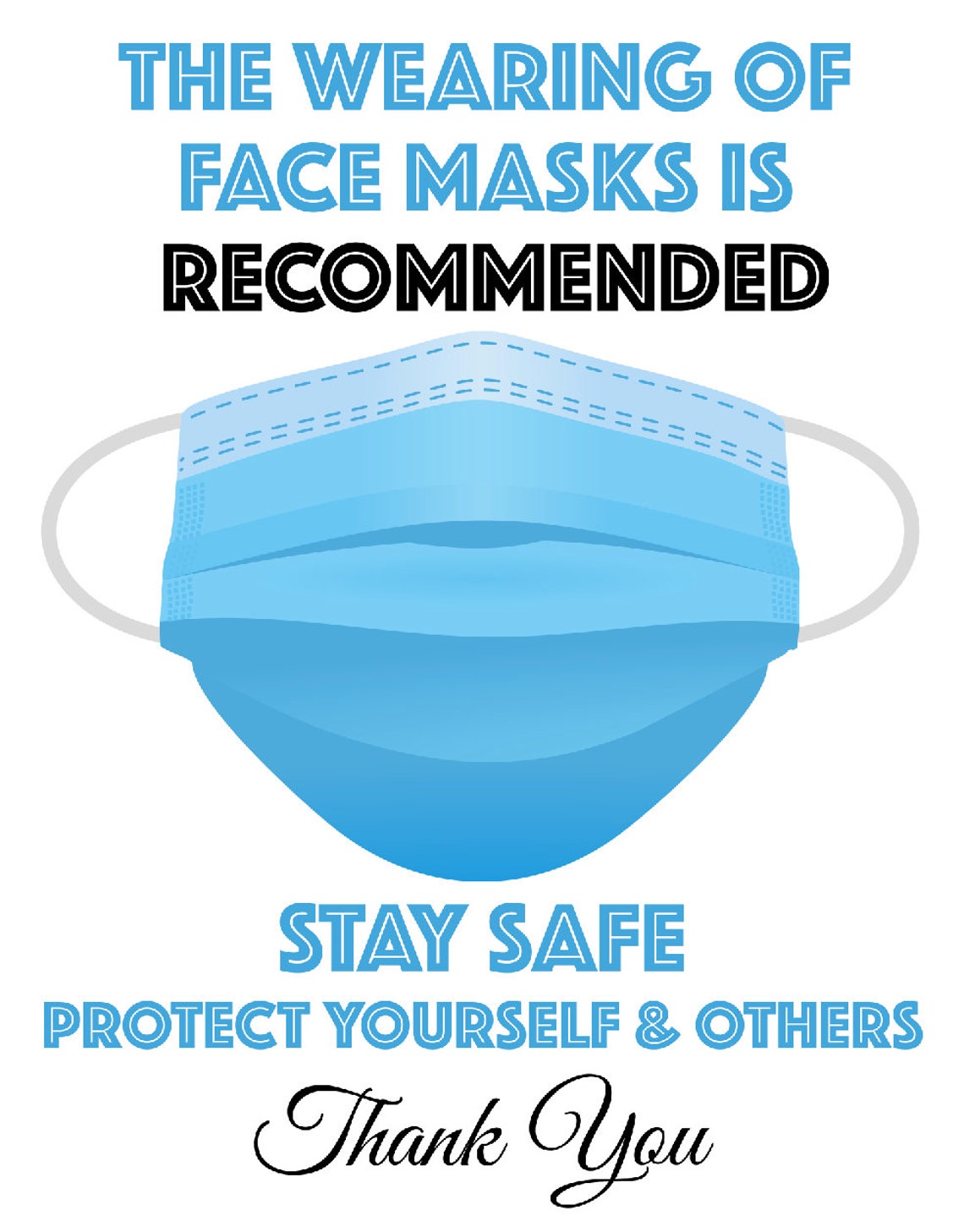 Business Health & Safety Sign Notice Poster Wearing of Face Mask ...