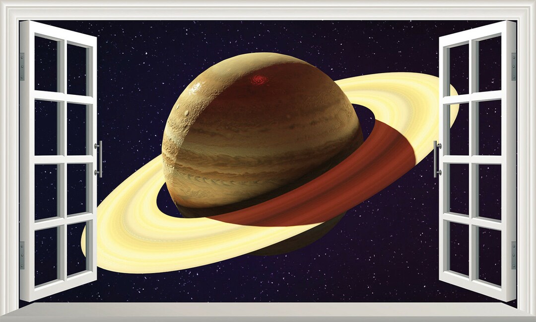 Saturn Planet Outer Space Magic Window Wall Art Self Adhesive Wall ...