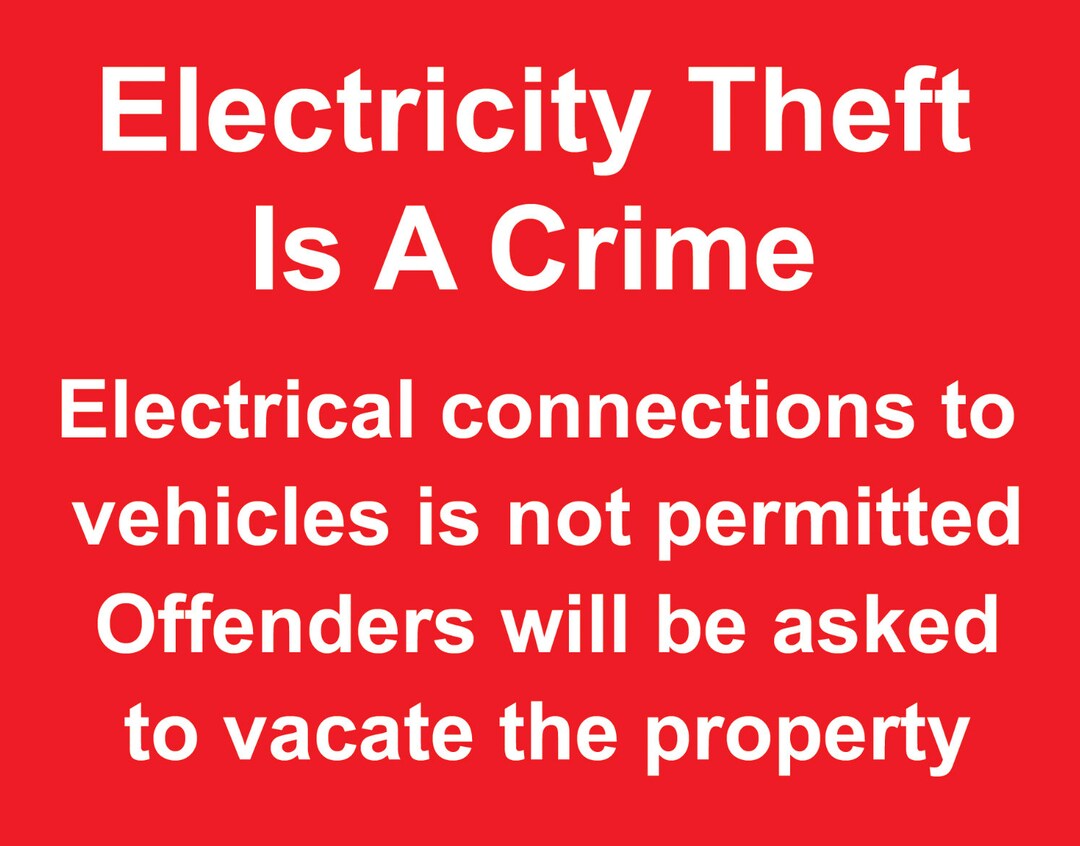 Warning Red Notice Sign External Sticker Decal Electricity Theft is A ...
